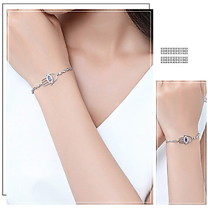 EVBEA Evil Eye Bracelet and Ring Set Evil Eye Ring Cubic Zirconia Adjustable Open Hamsa Ring for Ring Size 6-8