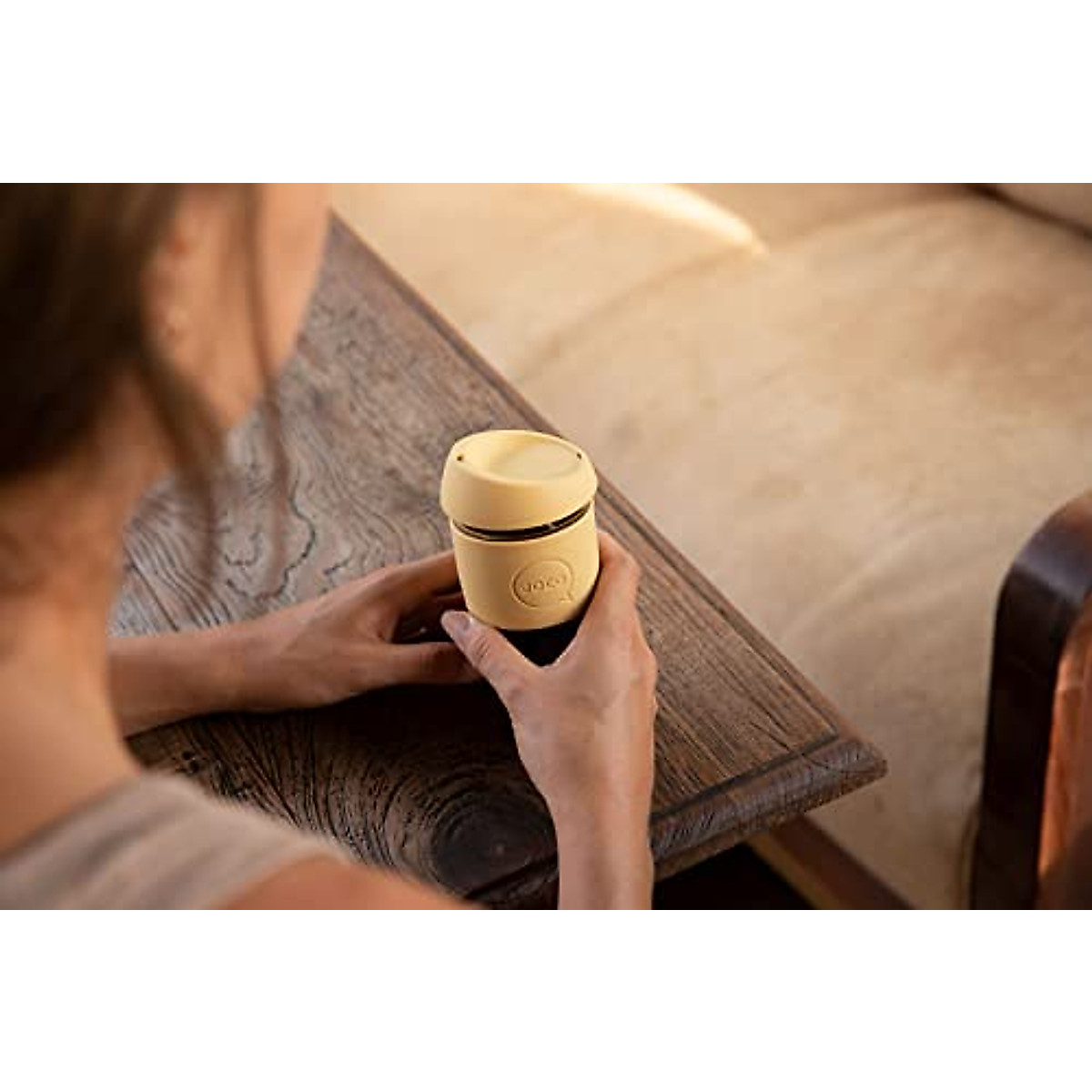 JOCO Cup 12oz - Eco-innovative Borosilicate Glass Reusable Classic Cup - Travel Mug with Silicone Lid Compatible Roll Straw (Black)