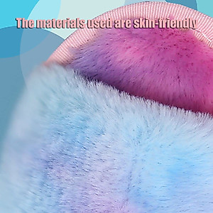 LightFun Fuzzy Fluffy Furry girls kids slippers cloud Fur Open Toe Slippers for kid House Home Indoor Outdoor(Colorful,1011)