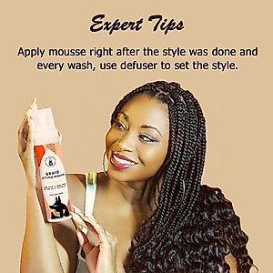Mut Dynasty Moose Hair Setting Lotion Foam for Box Braids and Long-Lasting Hold - Professional Braiding Sealer Mousse for Black Women, 8.4oz/250ml