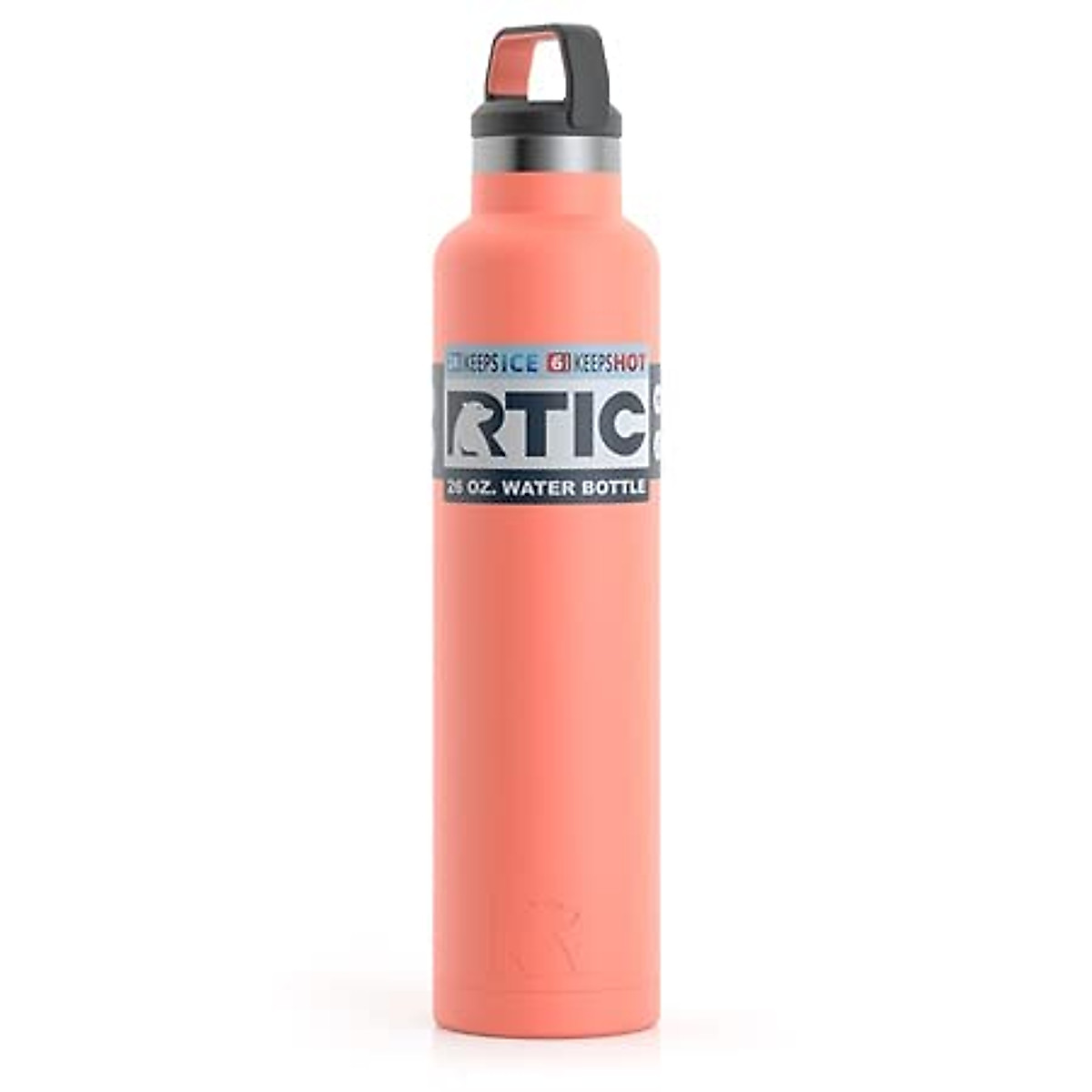 RTIC 26 oz Vacuum Insulated Water Bottle, Stainless Steel Metal, Double Wall, BPA Free, for Hot and Cold Drinks, Coral