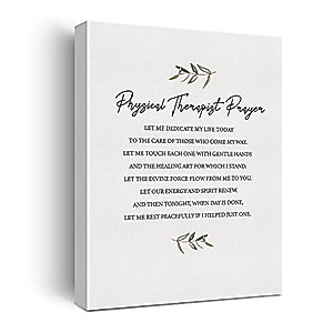 Therapist Gifts for Women Men Framed, Physical Therapist Prayer Poster Canvas Wall Art Painting Ready to Hang for Home Office Decor Graduation Gifts Healthcare Gift - Easel & Hanging Hook 11.5x15 Inch