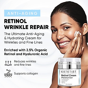 ESTETIST Organic Face Moisturizer with Hyaluronic Acid, The Ultimate Anti-Aging & Hydrating Cream for Wrinkles and Fine Lines, For Men & Women, 2.5% Retinol Moisturizer for Daily Use