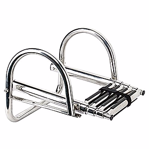 Amarine Made Stainless Steel in-Board 4 Steps Telescoping Ladder Folding Dock Ladder for Marine Boat Yacht Swimming Pool 550lbs Capacity