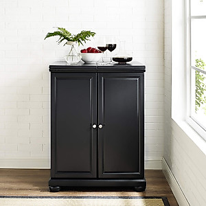 Crosley Furniture Alexandria Expandable Bar Cabinet with Storage Shelves, Drawer, and Wine Rack, Black