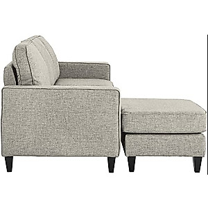 Serta Harmon Reversible Sectional Sofa, Modern L-Shaped Couch for Small Spaces, Soft Fabric Upholstery, Square Arm, Light Gray