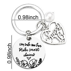 YangQian 16th Birthday Gifts for Girls New Driver Keychain for Girls 16 Year Old Girl Gifts for 16 Girl Daughter New Driver Stay Safe Have Fun Make Smart Choices Engraved Keychain