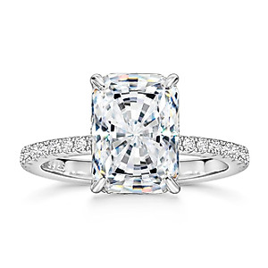 Michooyel 4.0ct Radiant Cut Women's Engagement Ring Simulated Diamond Wedding Ring Promise Ring 925 Sterling Silver Wedding Band