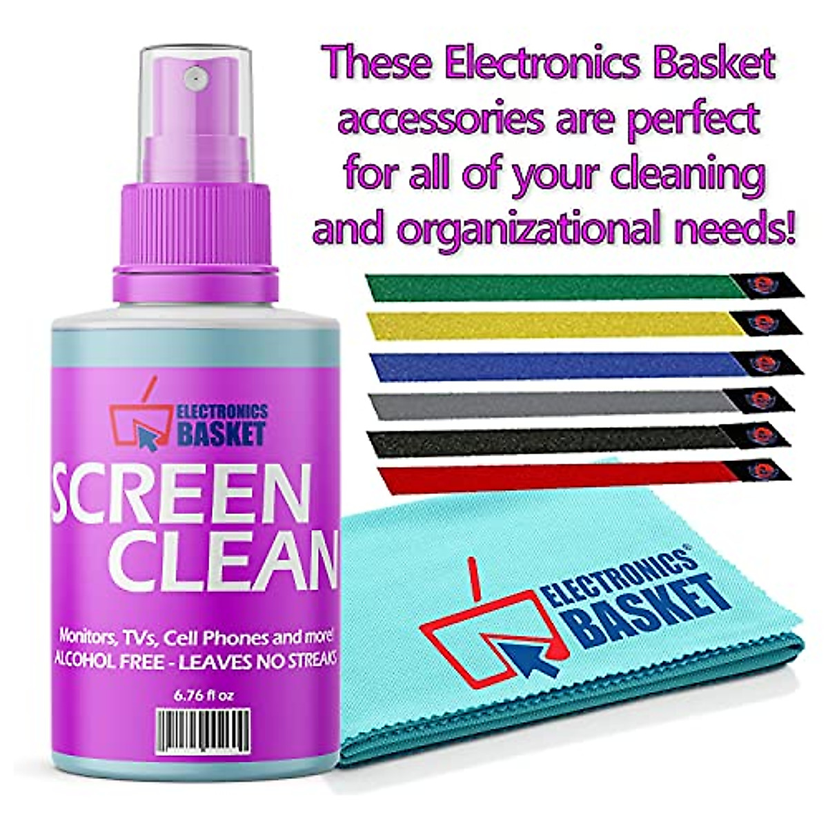 Dell WD19TBS 180W Computer Docking Station (Thunderbolt, USB-C/A, DisplayPort, RJ45 Ports) (210-AZBI) 1-Pack Bundle with Deluxe LCD Screen Cleaning Kit and 6-Electronics Basket Cable Ties