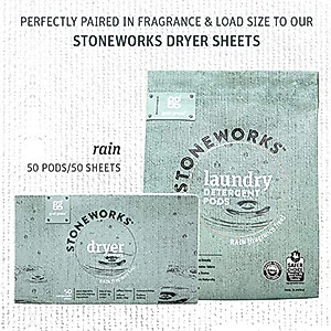 Grab Green Stoneworks Laundry Detergent Pods, Powered by Naturally-Derived Plant & Mineral-Based Powder Pods, Fragrance Free Rain, 50 Count (Pack of 1) Loads-EPA Safer Choice Certified