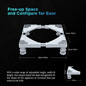 Adjustable Fridge Stand- Dryer Stand- Refrigerator Stand-Mini Fridge Stand- Washer Pedestal-Strong Feet for Washing Machine-Washer Stand-Strong Feet for Fridge- Movable Washer Stand