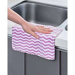 YOHOTA 12 Pack Microfiber Cleaning Cloth,10 Inch x 10 Inch,Drying & Auto Detailing,Kitchens,Bathrooms,Offices,Kitchen Towels and Dishcloths Set (Pink,Green,Blue,Purpel)