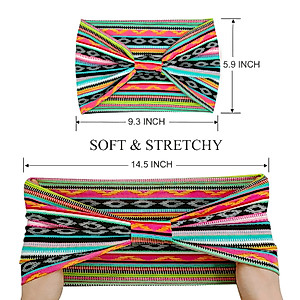 YONUF Wide Boho Headbands for Women Fashion Knotted Headband Yoga Workout African Head Wrap 4 Pack