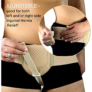 Everyday Medical Inguinal Hernia Support Belt for Men I Fits Left or Right Side I Post Surgery Men and Womens Hernia Support Truss for Inguinal, Groin Hernias I Adjustable Waist Strap I Beige | S/M