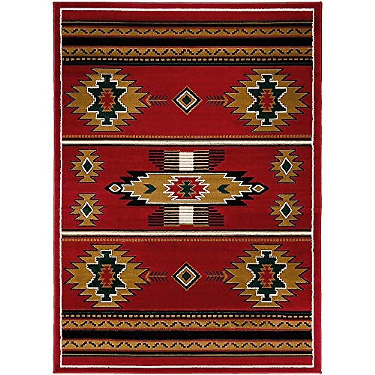 Champion Rugs Southwest Native American Navajo Indian Rustic Lodge Aztec Geometric Modern Area Rug Design in Red (5’ 3” X 7’ 5”)