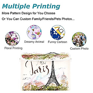 CaTaKu Paris Eiffel Tower Storage Bins with Lids and Handles, Fabric Large Storage Container Cube Basket with Lid Decorative Storage Boxes for Organizing Clothes