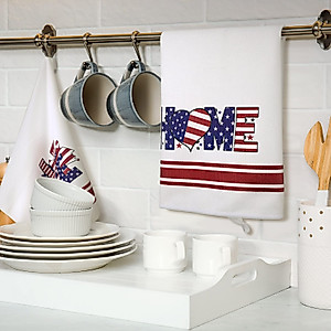 Patelai 4 Pcs Patriotic Kitchen Towels 4th of July Kitchen Dish Towels Memorial Day Bath Hand Towels Farmhouse Red White Blue Tea Towels Independence Day Star Kitchen Towels for Kitchen Bathroom Home