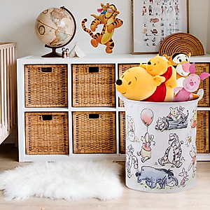 Winnie Storage Basket, Nursery Large Hamper Canvas Laundry Basket Foldable With Waterproof Pe Coating,For Kids Boys And Girls, Bathroom, Bedroom, Clothes,Toy Bin