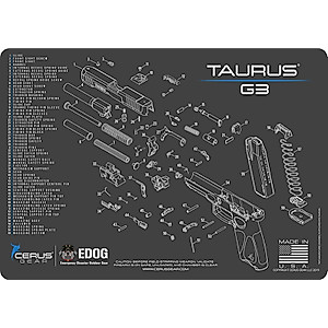 EDOG G3 Gun Cleaning Mat - Schematic (Exploded View) Diagram Compatible with Taurus G3 Series Pistol 3 mm Padded Pad Protect Your Firearm Magazines Bench Surfaces Gun Oil Solvent Resistant