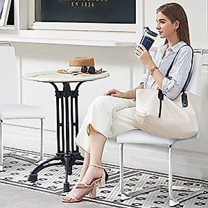 gopop Modern Leather Dining Chairs Set of 6,Kitchen Dining Room Chairs,High-Backed Armless Dining Chair,Upholstered Dining Accent Side Chairs for Kitchen, Dining Room (White, Set of 6)