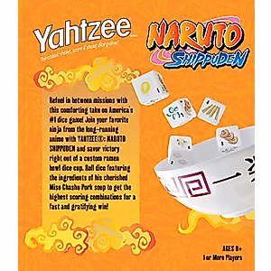 YAHTZEE: Naruto Shippuden | Collectible Ramen Bowl Dice Cup | Classic Family Dice Game Based on Anime Show | Great for Family Game Night | Officially-Licensed Naruto Game & Merchandise