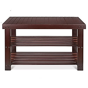 Wonder Comfort Bamboo Rack 3 Tier Shelf Organizer Stand Shoe Shelving Cabinet Bench Holder, Storage Units for Hallway Living Room Bedroom Corridor Sturdy, Brown