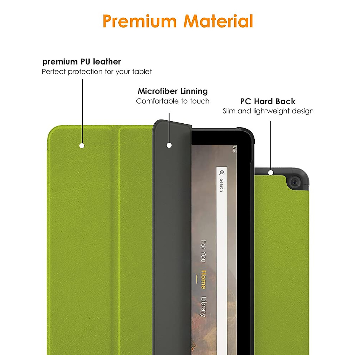 DTTO Case for All-New Fire HD 10 & 10 Plus Tablet (Only Compatible with 11th Generation Tablet, 2021 Release), Slim PU Leather Trifold Stand Cover Hard Back Shell with Auto Sleep/Wake, Spring Green