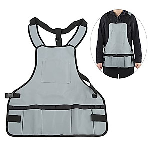 ENTHUSRI Garden Apron Oxford with Pockets Cloth Reusable Outdoor Barbecue BBQ Grill Apron for Men Women Gray