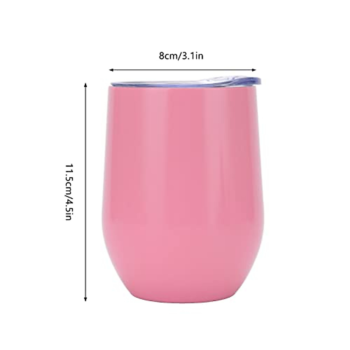 Rayrit 12oz 304 Stainless Steel Vacuum Insulated Cups, Eggshell Cup U Shape Tumbler Cups with Lid, Double Layer Insulation Wine Cup Big Belly Cup for Home Outdoors Drinks Coffee Wine Cocktails (Pink)