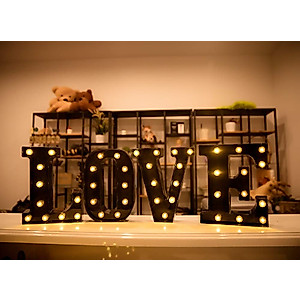 Foaky Black LED Marquee Number Lights Sign Light Up Marquee Number Lights Sign for Night Light Wedding Birthday Party Battery Powered Christmas Lamp Home Bar Decoration