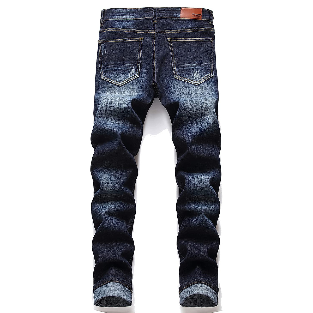 RXXKKK Men's Classic Zipper Biker Regular Fit Flex Jean (32, 1511 Dark Blue)