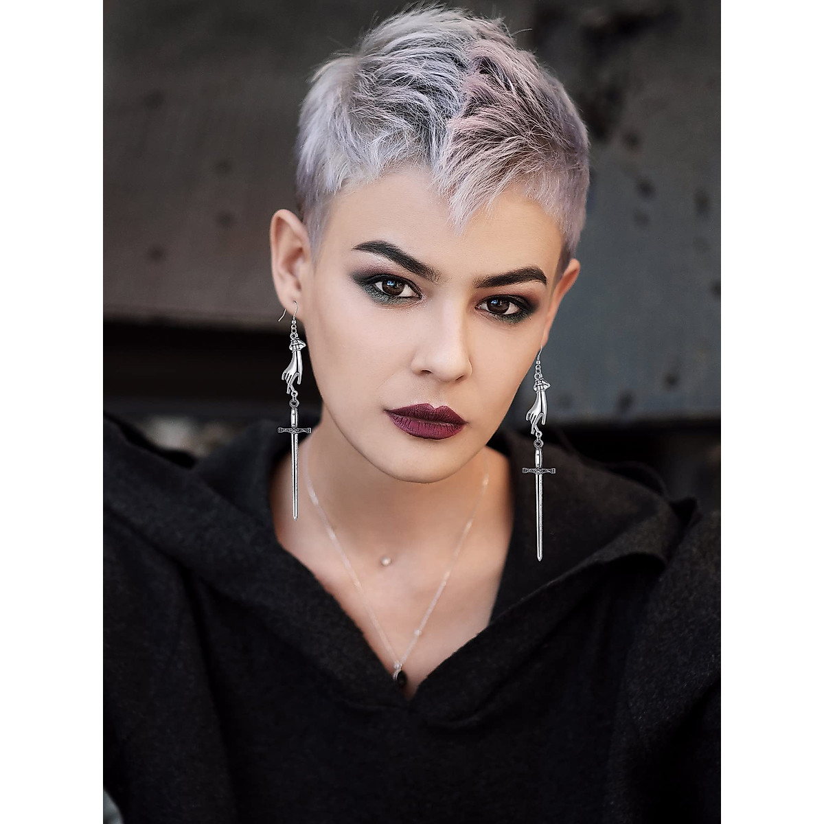 16 Pairs Gothic Earring for Women Grunge Punk Vintage Earrings Set Goth Snake Harajuku Style Evil Eye Dangle Retro Silver Earrings Harajuku Style Trendy Punk Rock Earrings for Halloween Girls Teen