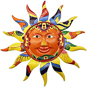 Juegoal 12.7 Inch Metal Sun Wall Art Decor Hanging for Indoor Outdoor Home Garden