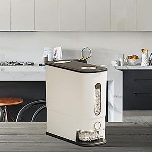 QLoztyse Rice Storage Container 25 lbs - Rices Dispenser Countertop, Airtight Moistureproof with Lid Grain Bucket for Kitchen Rice Soybean Cereal