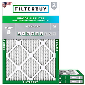 Filterbuy 20x25x1 Air Filter MERV 8 Dust Defense (3-Pack), Pleated HVAC AC Furnace Air Filters Replacement (Actual Size: 19.50 x 24.50 x 0.75 Inches)