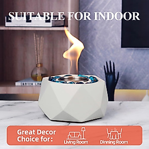 KORNIFUL Concrete Tabletop Fire Pit, Small Portable Fire Pit, Small Table Top Fire Pit Bowl, Mini Fireplace, Ethanol Smores Maker, Indoor & Outdoor