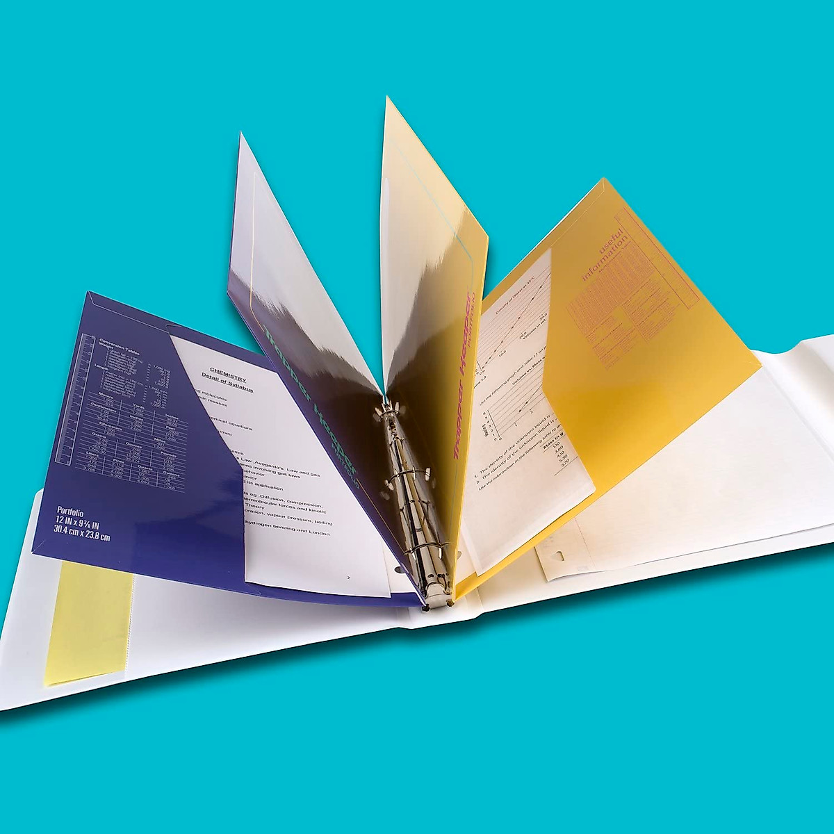 Trapper Keeper Binder, Retro Design, 1 Inch Binder Includes 2 Folders and Extra Pocket, Metal Rings and Spring Clip, Secure Storage, Colorblock, Mead School Supplies (260038FN-ECM)