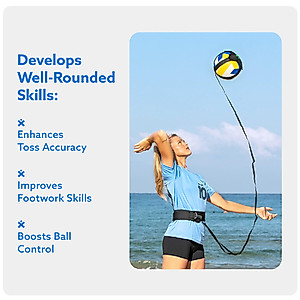 MOTOMY Volleyball Training Equipment Aid 'Volleypal' – Solo Volleyball Equipment for Practicing Serve, Spike, Set & Pass; Volleyball Practice Equipment Gift for Beginners & Experts (Volleypal Pro)