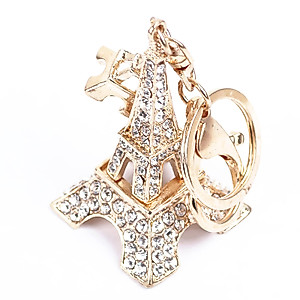 Eiffel Tower Keychain - Pack 1 Crystal Key Ring, Gold Decor for Car Supplies,Gift to Women Girls,Rhinestone Decorations for Bag Accessories (Eiffel Tower)