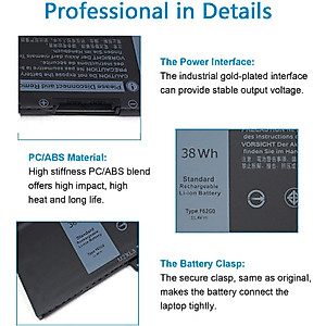38WH 39DY5 F62G0 Battery for Dell Inspiron 13 7000 i7373 7373 7386 2-in-1 7370 7380 5370 P83G P87G P91G P83G001 P83G002 P87G001 Vostro 13 5370 039DY5 0F62G0 RPJC3 0RPJC3 F62GO -12 Month Warranty 11.4V