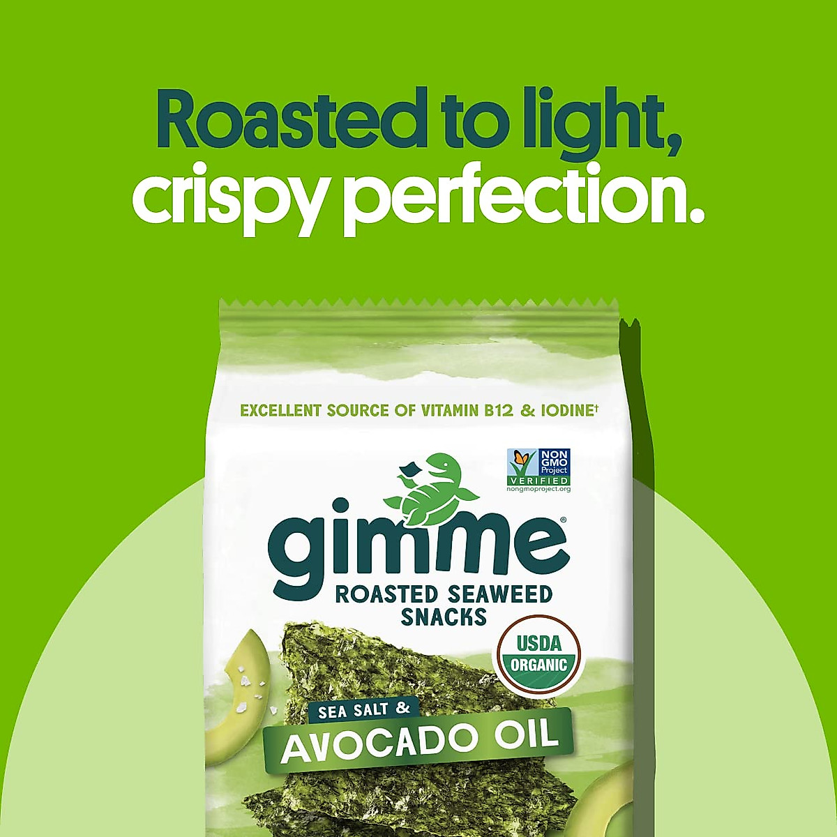 Gimme Seaweed Organic Premium Roasted Seaweed Snacks, Sea Salt & Avocado Oil, 20 Count, Keto, Vegan, Gluten-Free, Great Source of Omega3s and Iodine, Healthy On-The-Go Snack for Kids and Adults