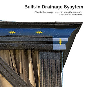 12' x 12' Hardtop Gazebo Outdoor Aluminum Gazebos Grill with Galvanized Steel Double Canopy for Patios Deck Backyard,Curtains&Netting by domi outdoor living