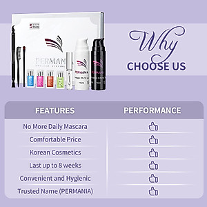 PERMANIA Lash Lift Kit with Black Color, Eyelash & Brow Lamination 4 IN 1 Black Color Make Lash Perm Voluminous and Curl for Salon & Home（Black）