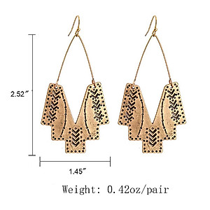 Zealmer Gold Geometric Earrings Statement Vintage Boho Ethnic Earrings Hollow Out Fan Shape Dangle Drop Earrings for Women Birthday Christmas Valentines Day Gift
