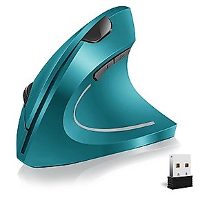 Mcpiwohy Ergonomic Mouse, Optical Vertical Mouse Rechargeable USB Mouse 2.4GHz Wireless Mouse with 6 Buttons,3 Adjustable 1200/1600/2400 DPI for Laptop, Desktop, PC, MacBook (Blue)