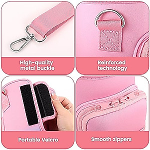 OUTXE Water Bottle Carrier Bag for 40oz Stanley Tumbler with Handle& Simple Modern, Water Bottle Holder with Adjustable Strap& Phone Pocket, Water Cup Pouch for Walking, Travel, Camping (Pink Blue)