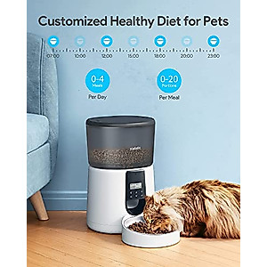 Automatic Cat Feeders, Katalic Clog-Free 4L Cat Food Dispenser with Sliding Lock Lid Storage Timed Feeder for Cat and Dogs with Voice Recorder, Programmable Meal & Portion