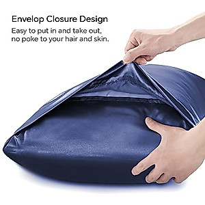 BEDELITE Satin Silk Pillowcase for Hair and Skin, Navy Pillow Cases Standard Size Set of 4 Pack Super Soft Pillow Case with Envelope Closure (20x26 Inches)