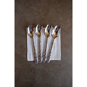 Vietri Martellato Demitasse Spoons 5"L 18/10 Stainless Steel Coffee Spoons, Espresso Spoons Set of 4
