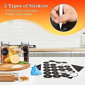 DkOvn 12/24/36/48pcs Glass Spice Jars, 4oz Empty Spice Jars with Metal Caps, Labels, Shaker Lids, Collapsible Funnel, Chalk Pen, Seasoning Organizer for Spice Rack(12pcs 4oz Set)